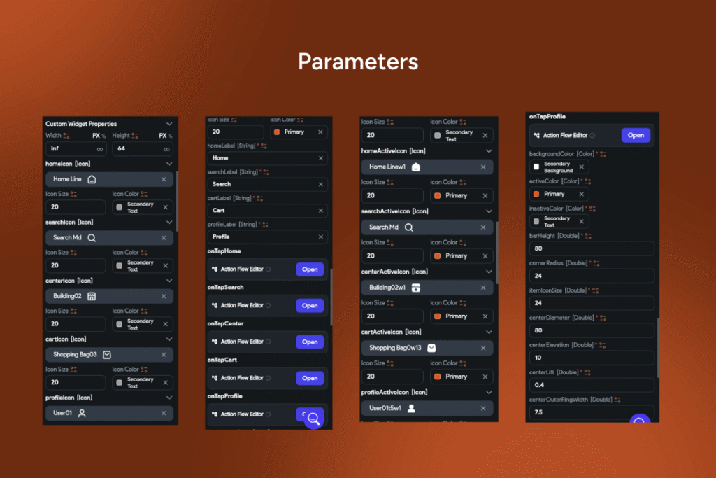 Spotlight Ring Bottom Navigation Bar Widget FlutterFlow